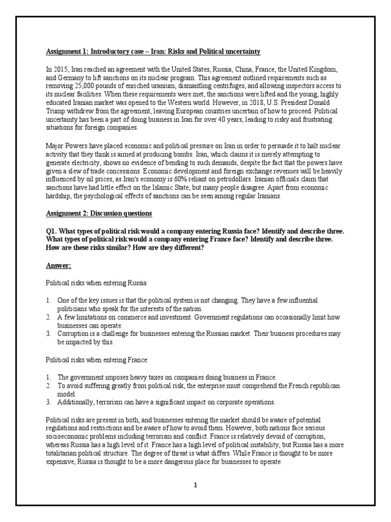 Muafa's Module 10 Assignment | PDF | Sanctions Against Iran | Risk
