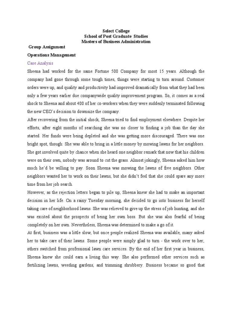 Select CASE (OM Group Assignment) | PDF | Lawn