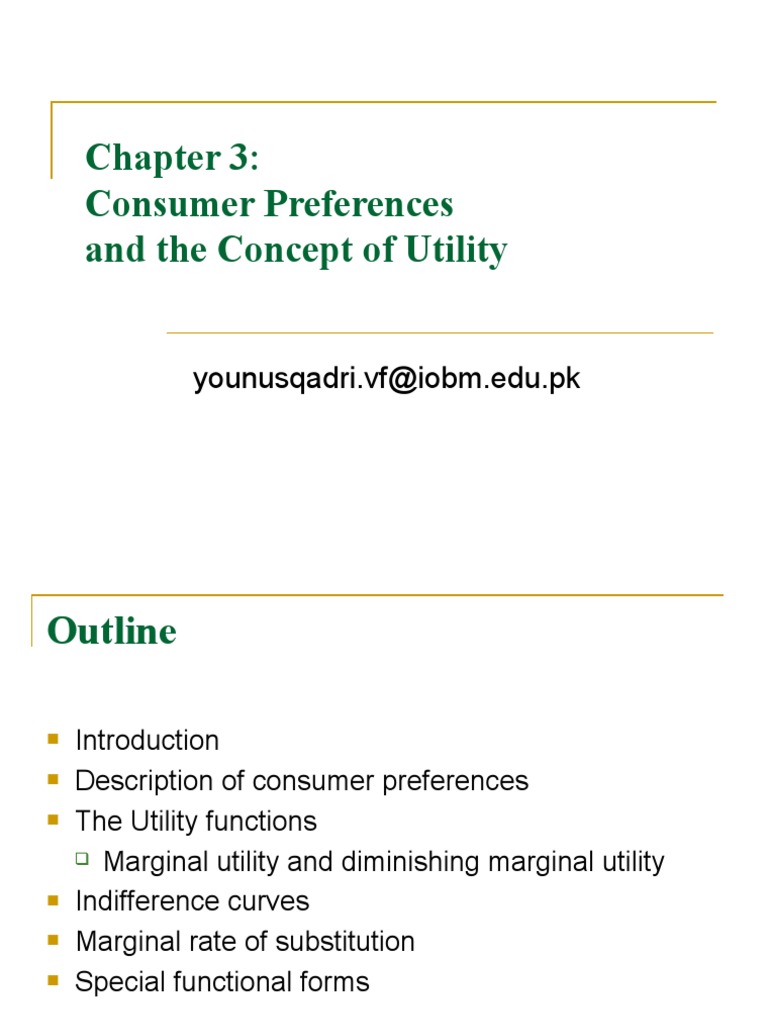 Consumer Preferences and The Concept of Utility: Younusqadri - Vf@iobm - Edu.pk | Download Free ...