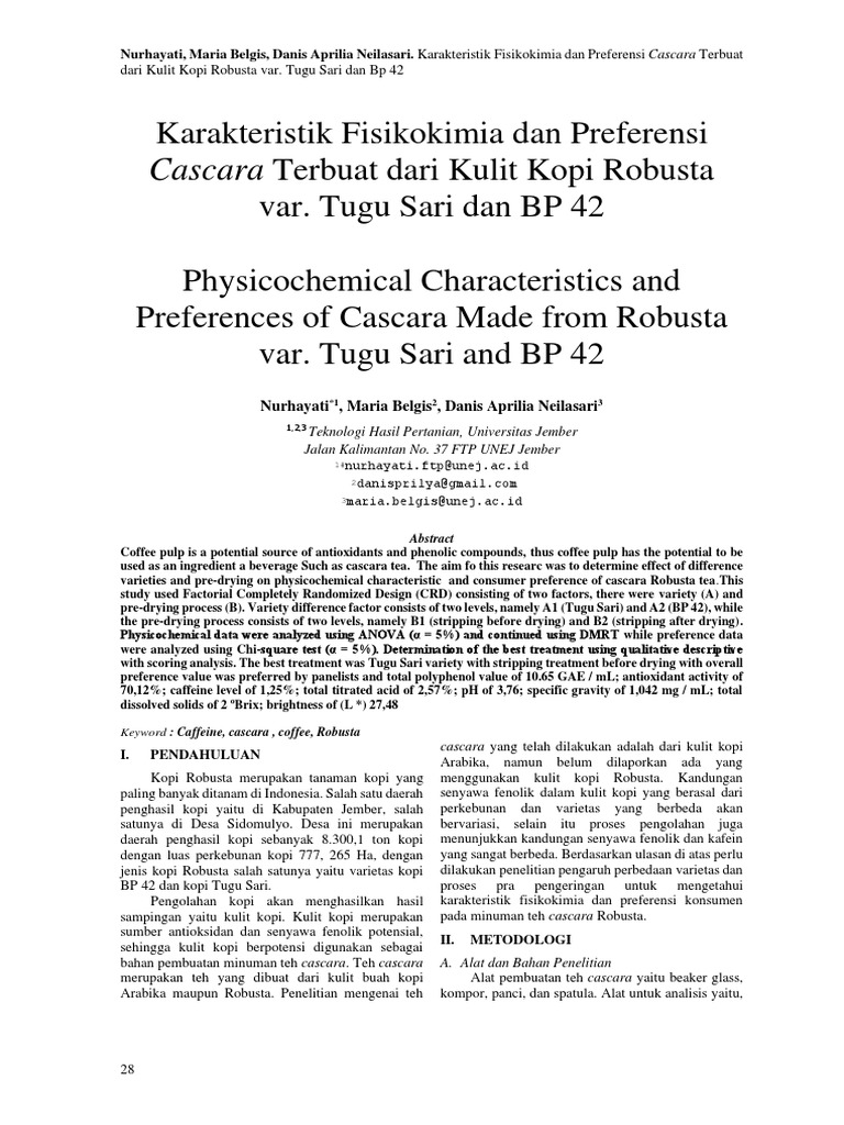 Karakteristik Fisikokimia Dan Preferensi Cascara T | PDF | Nutrisi | Diet & Nutrisi