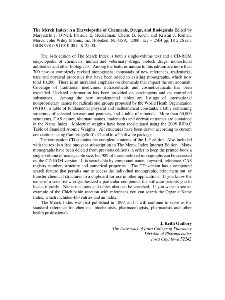 The Merck Index An Encyclopedia of Chemi | PDF | Chemical Substances ...