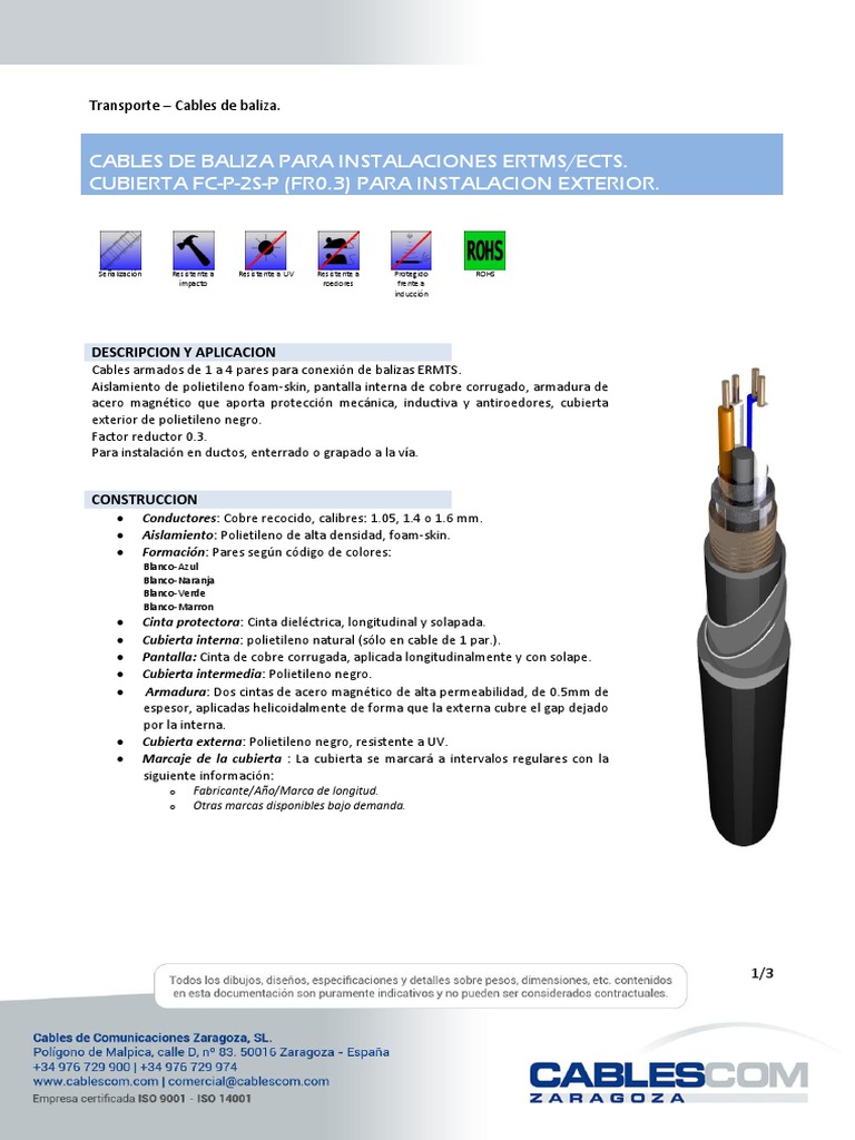 CABLE PARA BALIZA HP - EA2Y0HA - e | PDF | Rieles | Sector secundario ...
