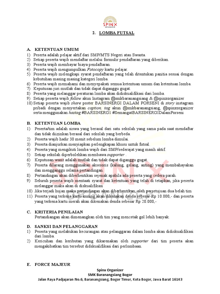 Juknis Lomba Futsal | PDF