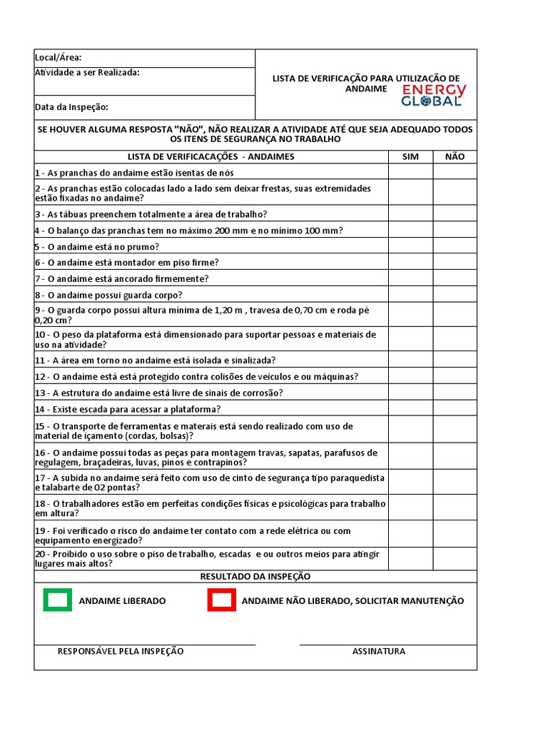 Check List Andaimes | PDF