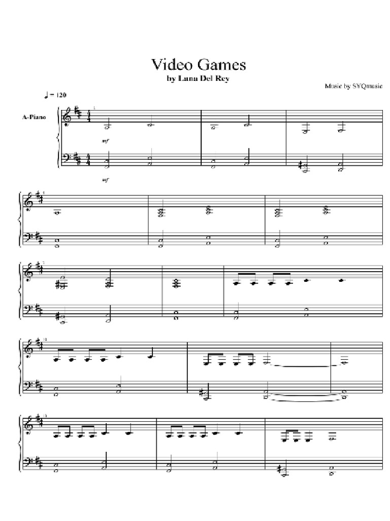 Video Games piano sheet | PDF