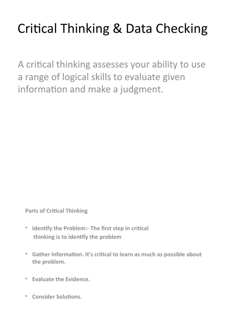 Critical Thinking & Data Checking | PDF | Deductive Reasoning | Inference