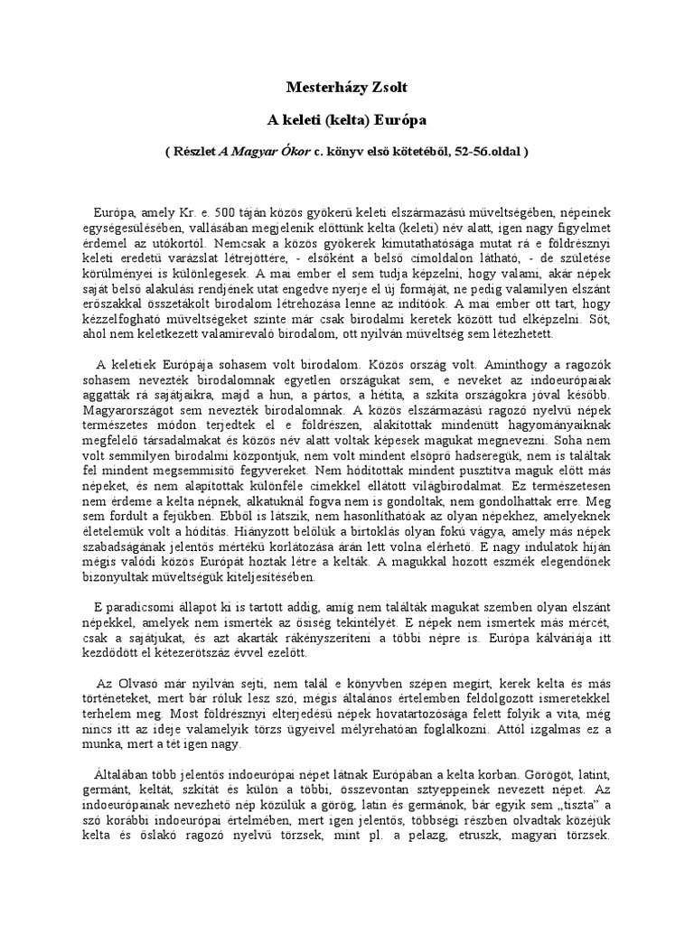 Mesterházy Zsolt - A Keleti-Kelta Európa | PDF