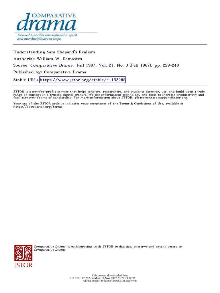 Understanding Sam Shepard's Realism | PDF | Realism (Arts) | Reality