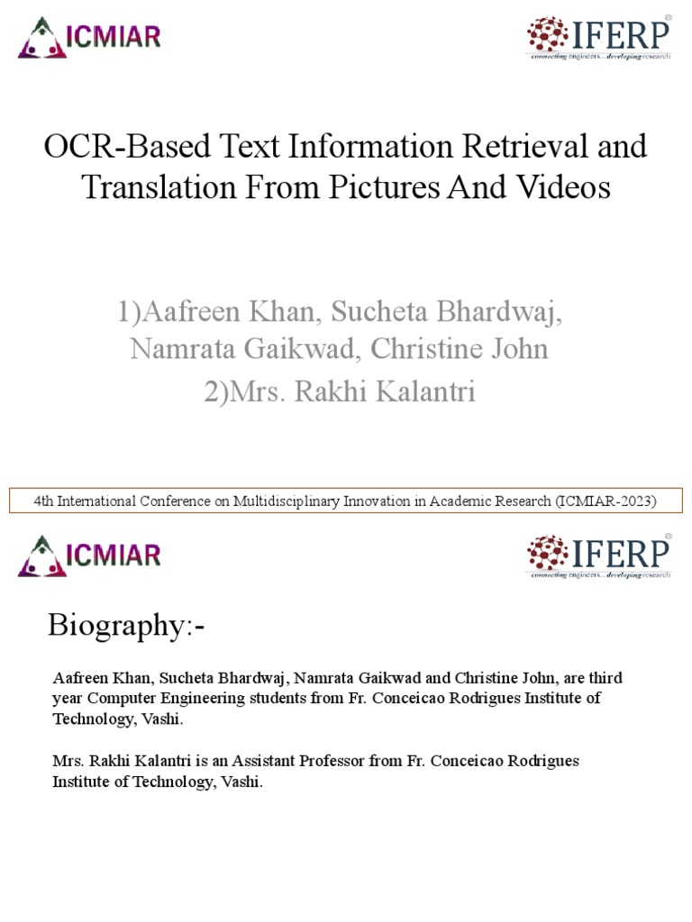 ICMIAR | PDF | Optical Character Recognition | Computer Science
