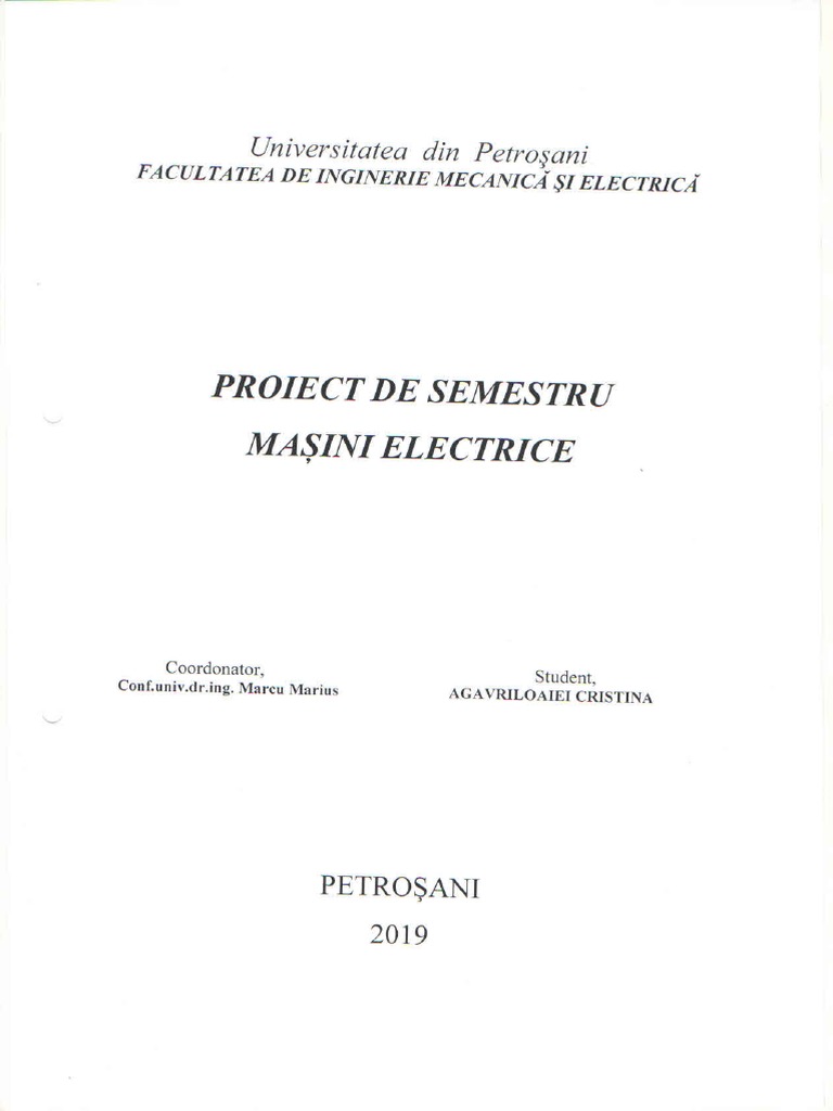 Proiect Masini Electrice | PDF