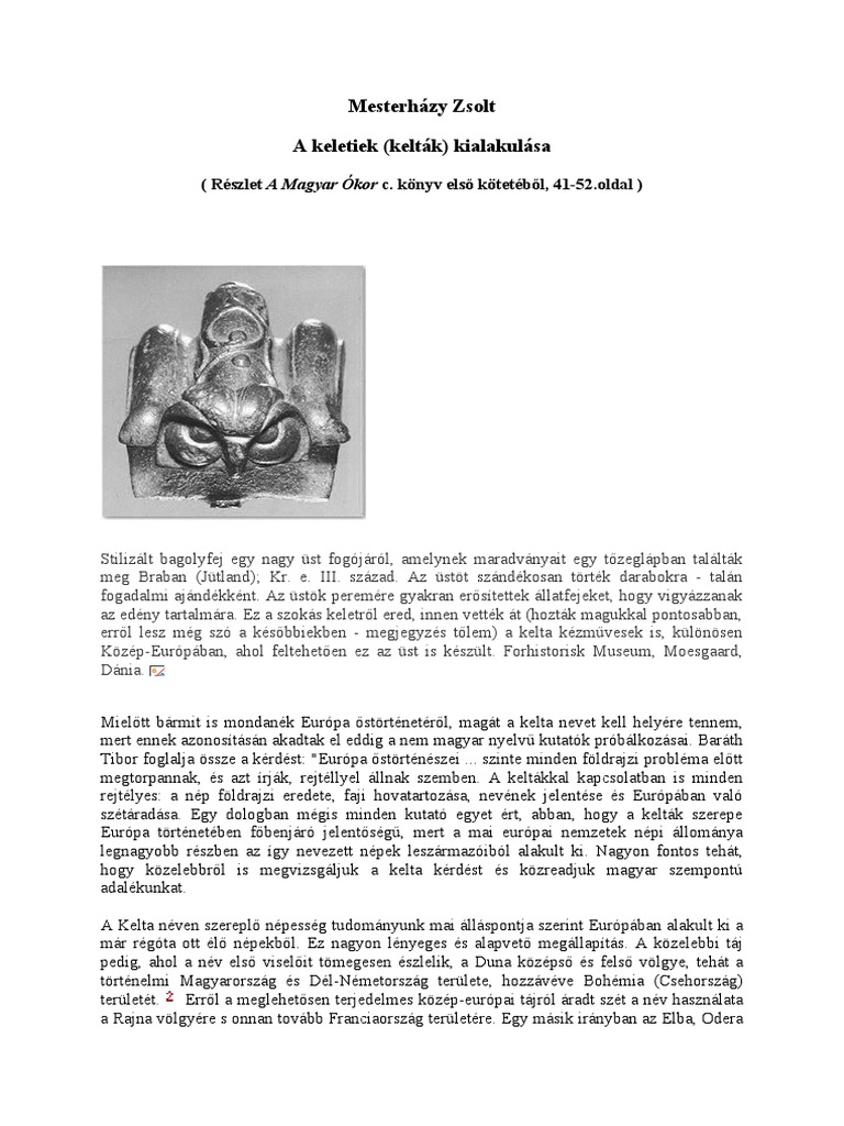 Mesterházy Zsolt - A Keletiek Kelták Kialakulása | PDF
