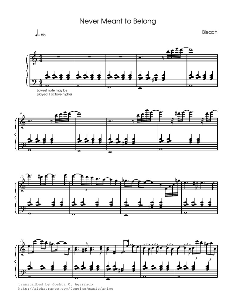 Never Meant To Belong Sheet Music | PDF