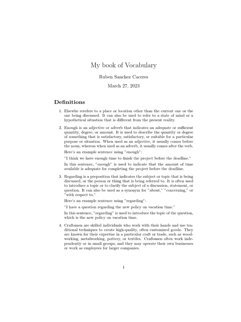 A Collection Of Key Terms An Analysis Of Words And Their Meanings From