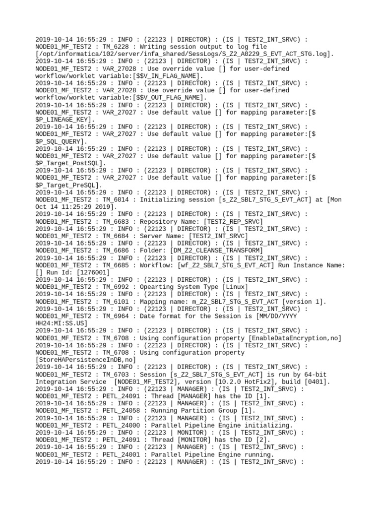 Informatica Session Log Details | PDF | Software Development | Data Management Software