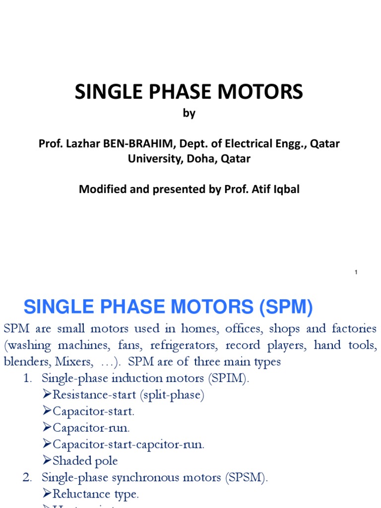 Single Phase Motors | PDF | Electric Motor | Equipment