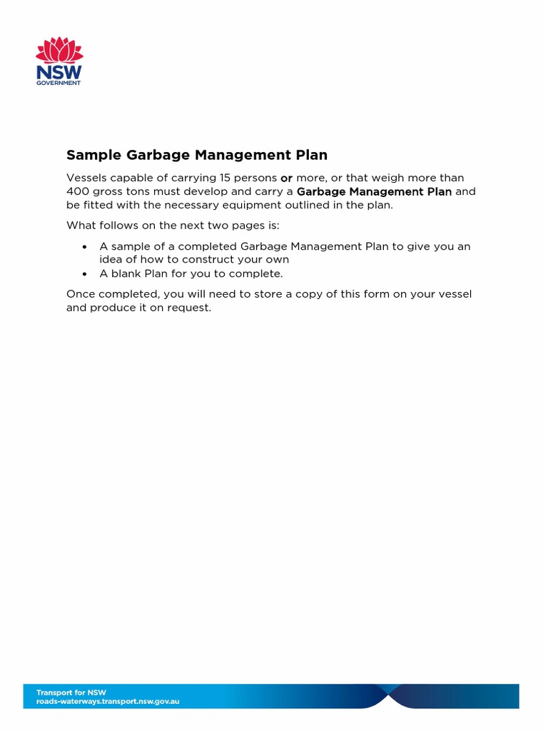 Sample Garbage Management Plan For Vessel | PDF | Municipal Solid Waste ...