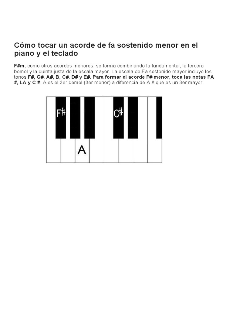 Cómo Tocar Un Acorde De Fa Sostenido Menor En El Piano Y El Teclado Pdf