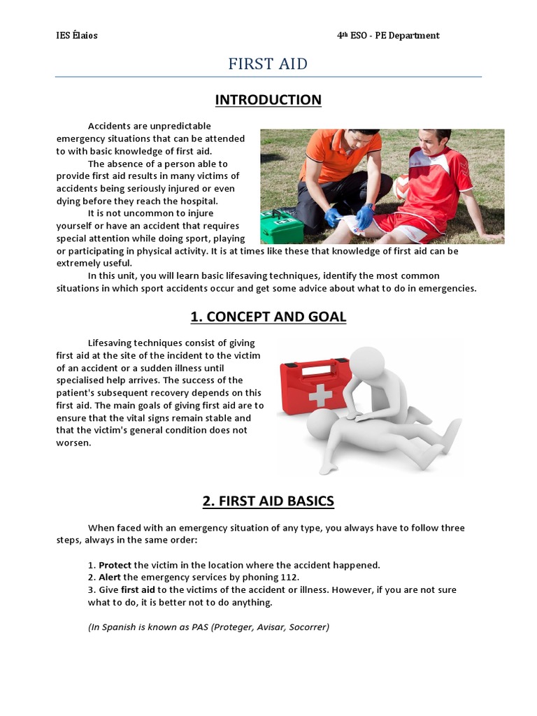 FIRST AID NOTES 4th ESO | PDF | Cardiopulmonary Resuscitation | Causes ...