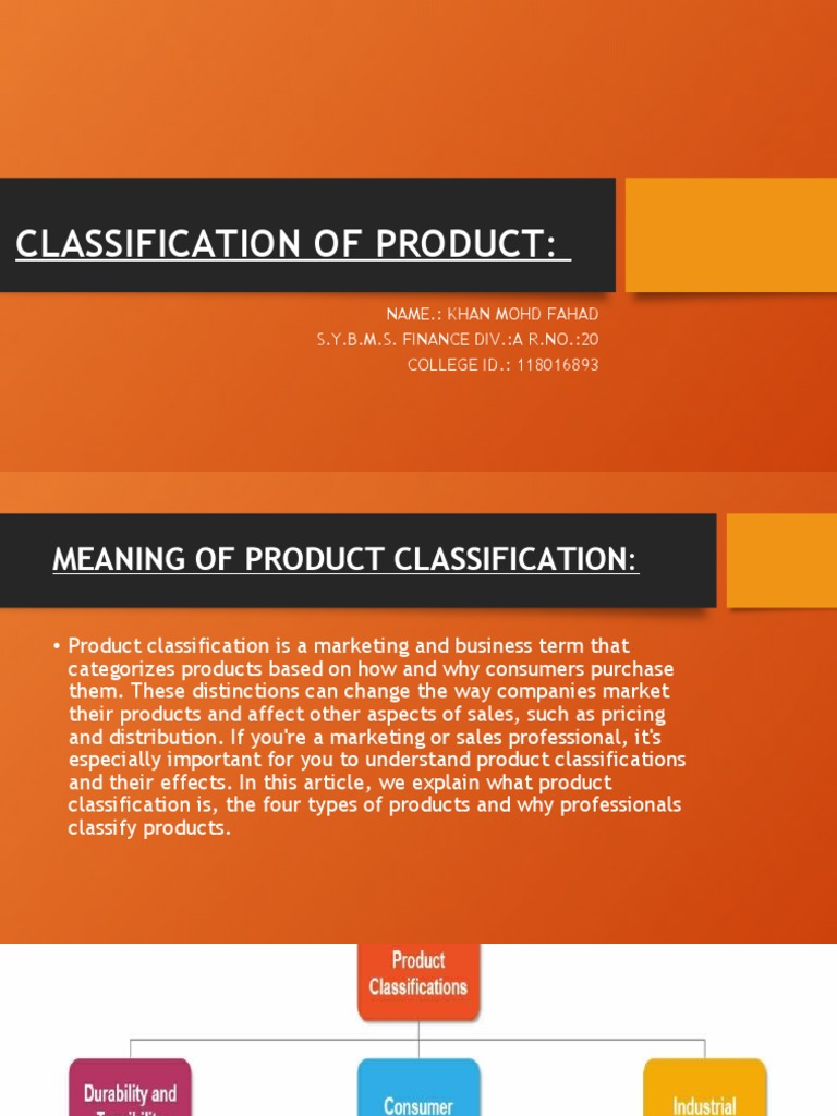 Product Classification Explained | PDF | Product (Business) | Marketing