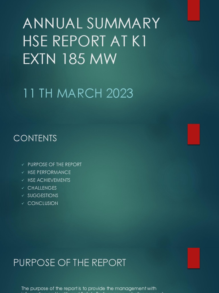 K1 HSE Annual Summary Report 2023 | PDF