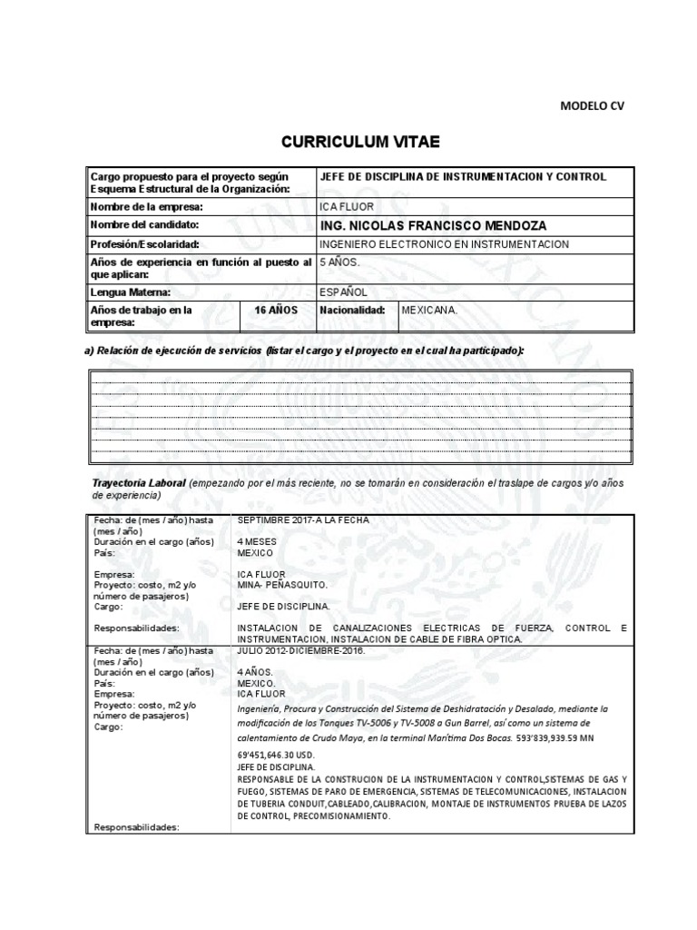 13 Modelo CV | PDF | México