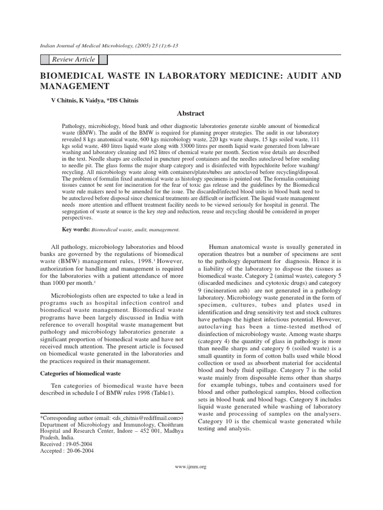 Lab and Blood Bank Safe Disposal | PDF | Waste | Waste Management