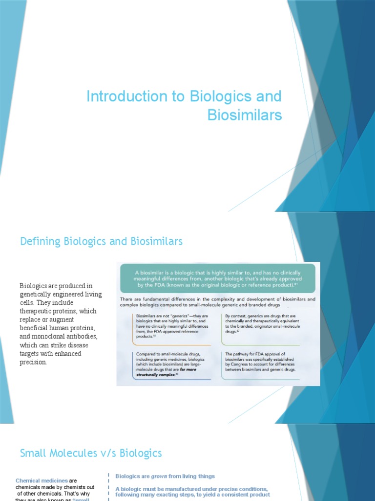 Introduction To Biologics and Biosimilars | PDF | Biopharmaceutical | Food And Drug Administration