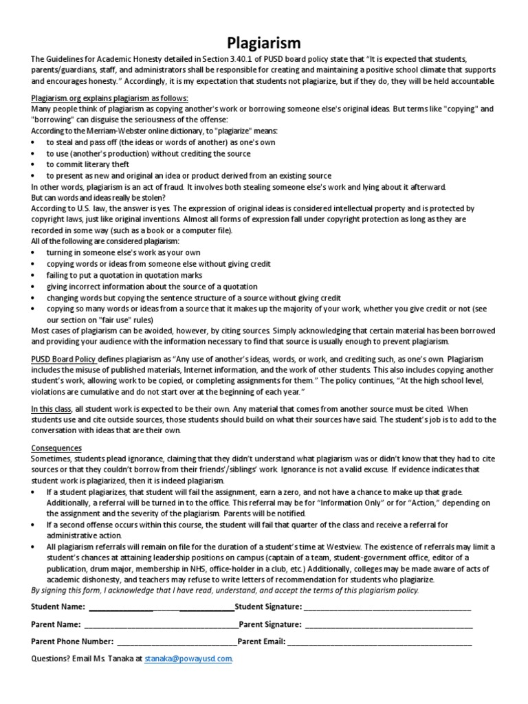 Plagiarism - Tanaka Policy | PDF | Plagiarism | Theft