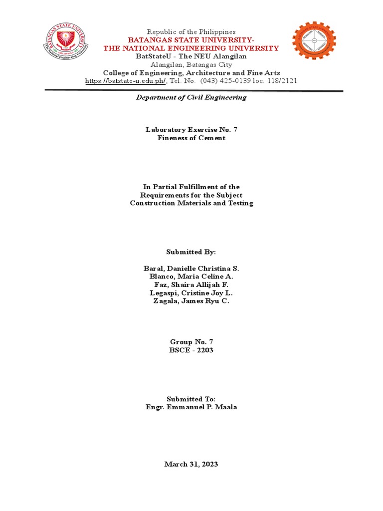 Lab Report (7 and 11) CMT | PDF | Cement | Physical Sciences