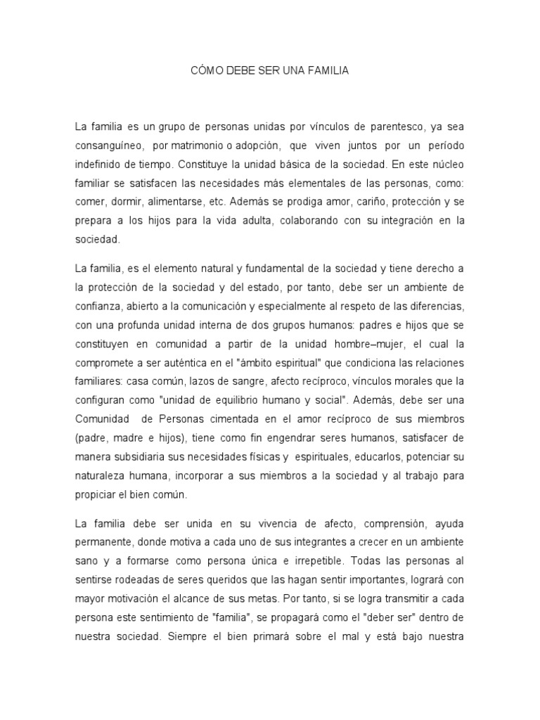 Como Debe Ser Una Familia | PDF | Familia | Amor