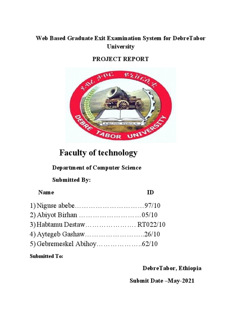 Faculty of Technology: Web Based Graduate Exit Examination System For Debretabor University ...