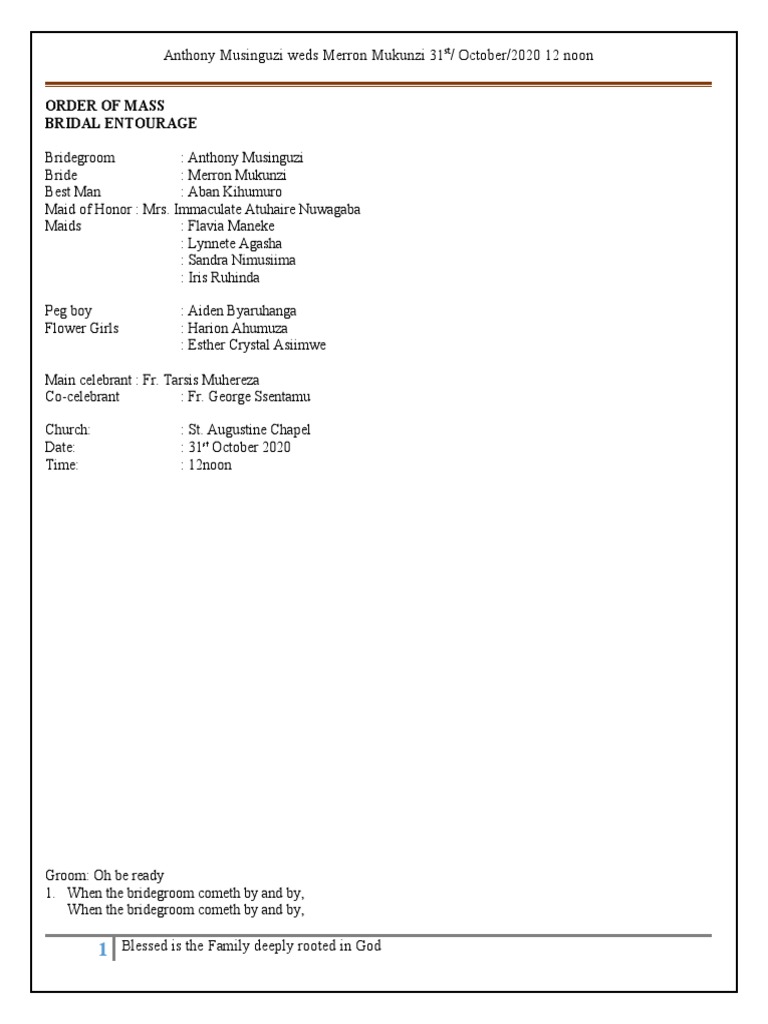 Anthony Weds Merron 10th October, 2020 | PDF | Wedding | Marriage