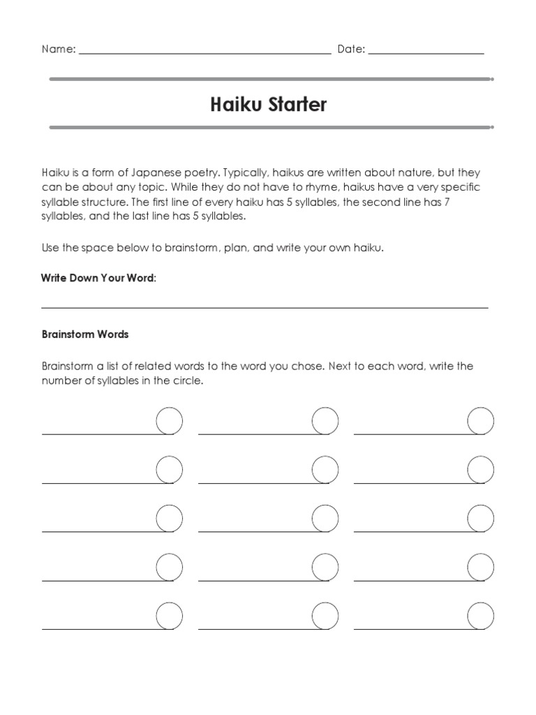 Haiku Handout PDF | PDF
