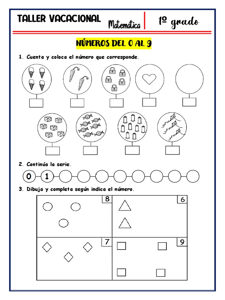 Actividades Matemáticas del 0 al 9 | PDF | Métodos y materiales de ...