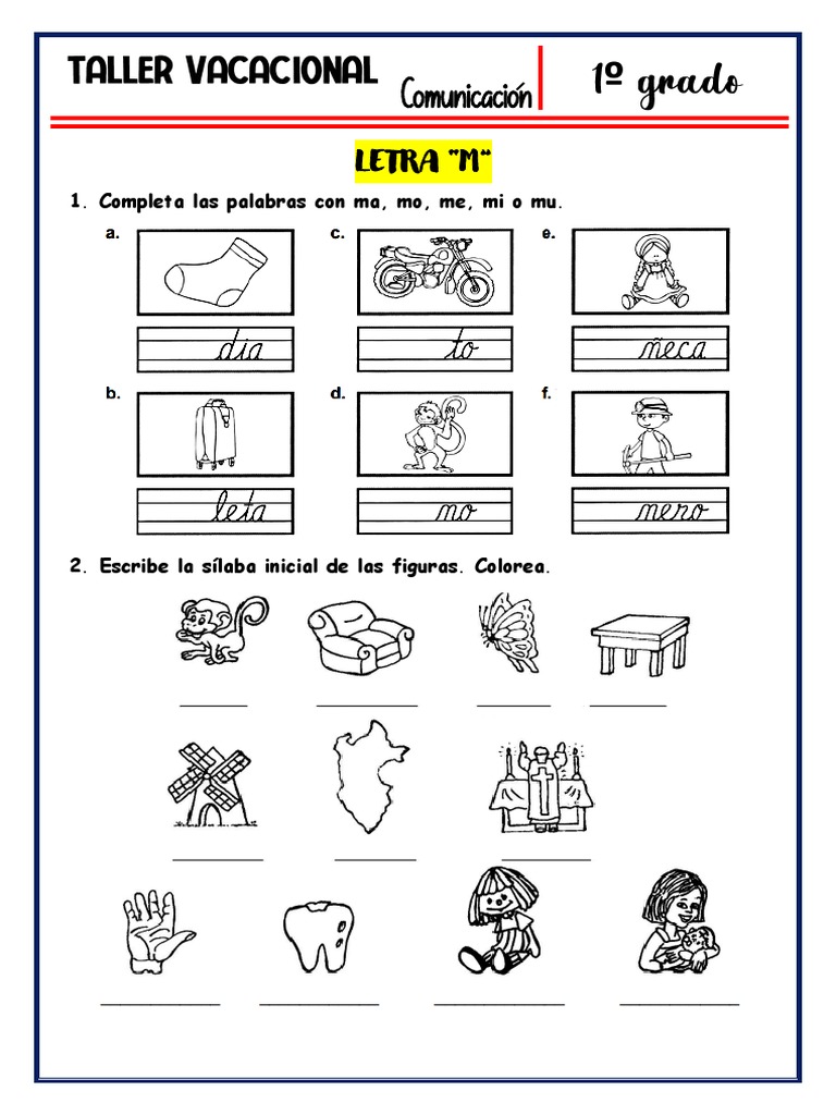 Actividades de palabras con M para primer grado | PDF | Artes del ...