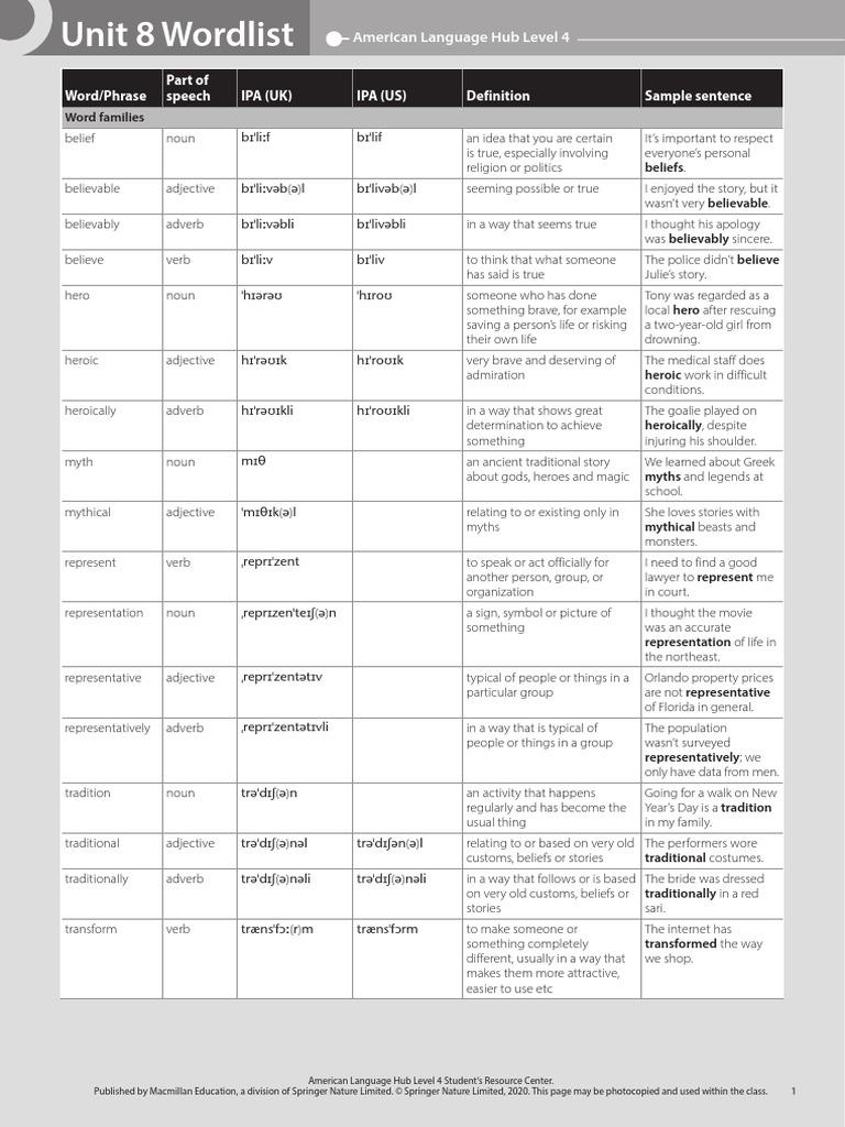 ALH Level4 Wordlist U8 | PDF | Adjective | Theft