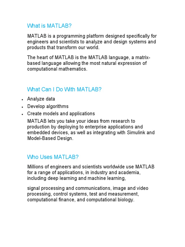 Function Of Matlab Pdf Matlab Parameter Computer Programming 