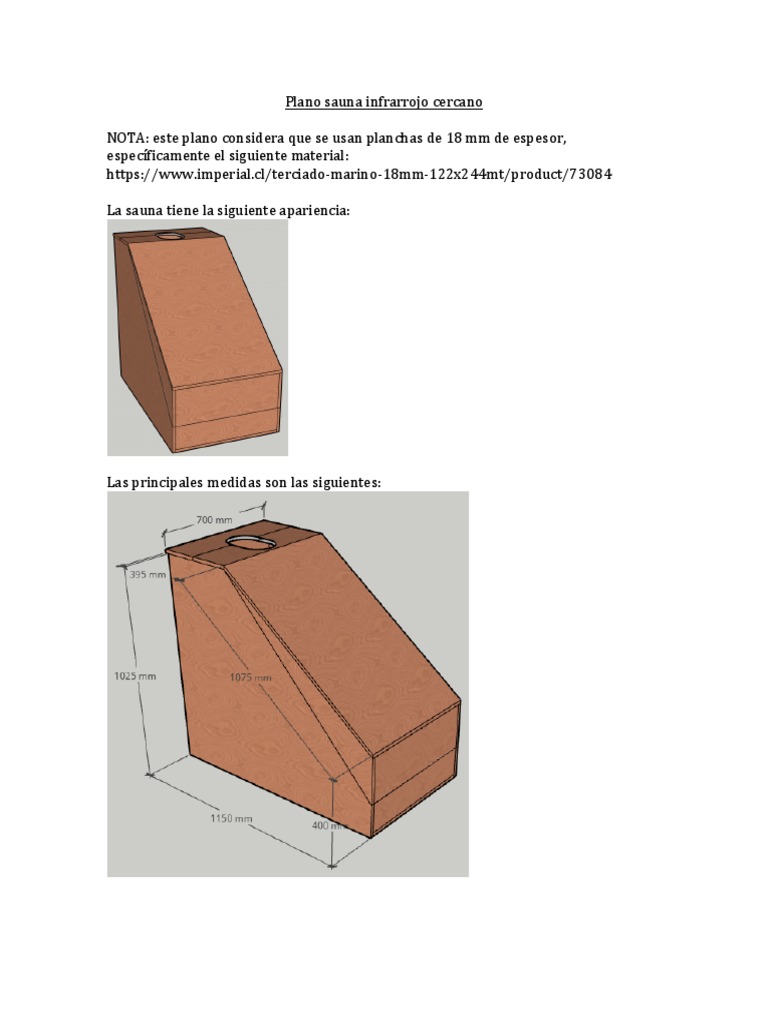 Plano Sauna Infrarrojo Cercano | PDF