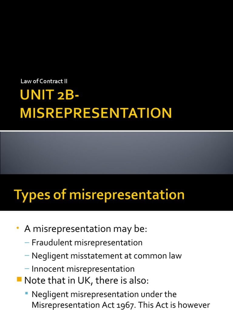 Unit 2B - Misrepresentation | PDF | Misrepresentation | Damages