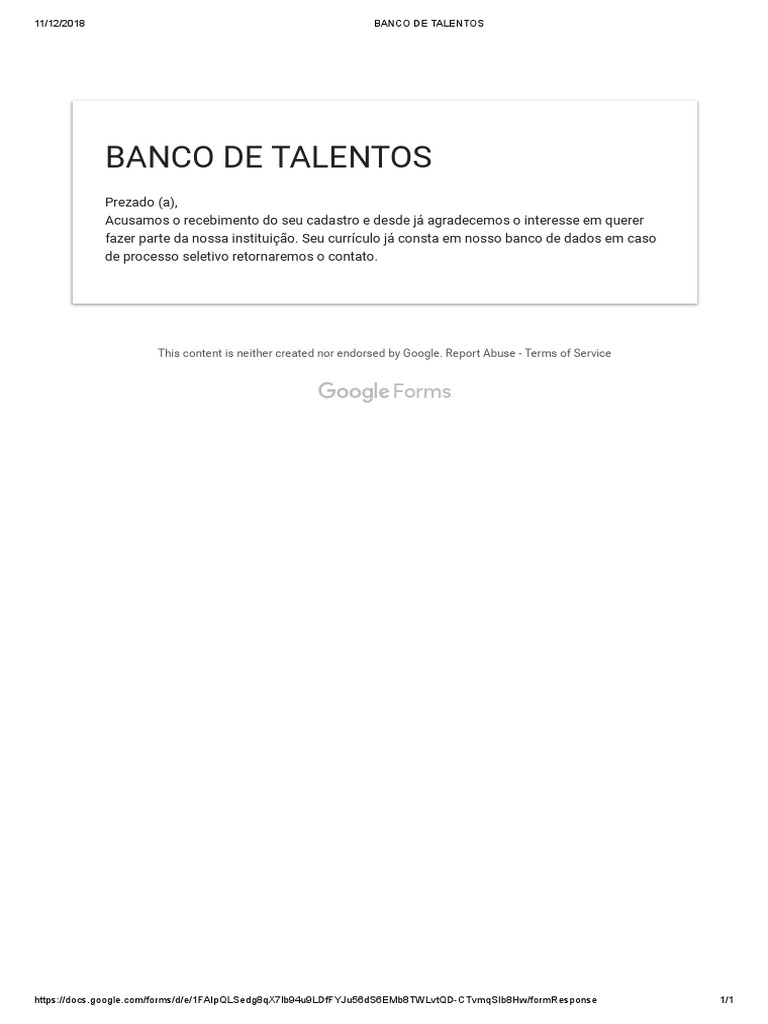 Banco de Talentos | PDF