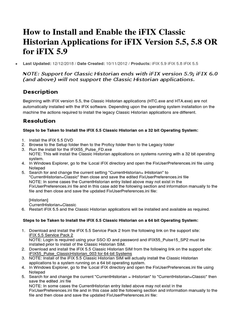 How To Install and Enable The iFIX Classic Historian Applications For ...