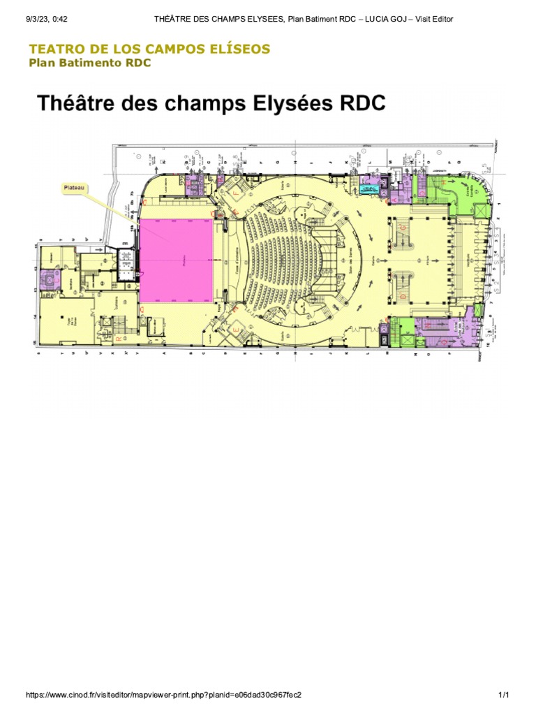 THÉÂTRE DES CHAMPS ELYSEES, Plan Batiment RDC – LUCIA GOJ – Visit ...
