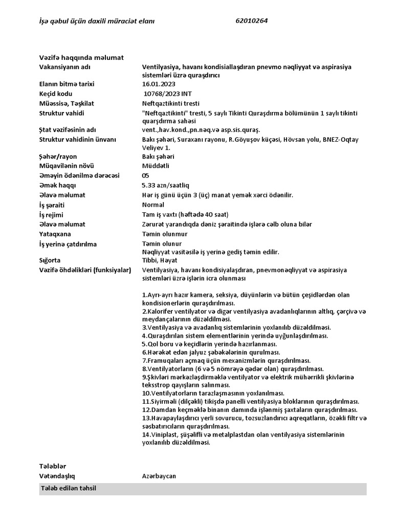 Data Overview - Ventilyasiya Havan# Kondisialla#d#ran Pnevmo N#qliyyat V# Aspirasiya Sisteml#ri ...
