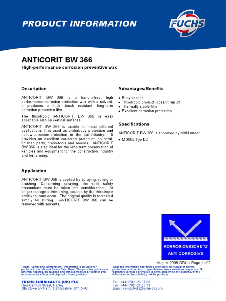Anticorit BW 366 | PDF | Corrosion | Applied And Interdisciplinary Physics