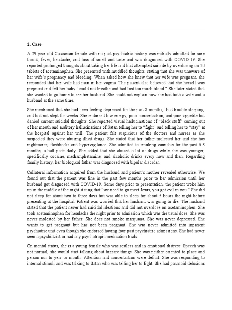Case Study of Schizophrenic Patient | PDF | Psychiatry | Abnormal ... Case Study of Schizophrenic Patient | PDF | Psychiatry | Abnormal ...