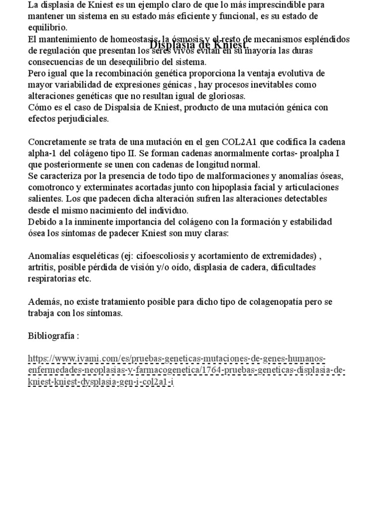 Displasia de Kniest | PDF | Relaciones personales, crianza y desarrollo ...