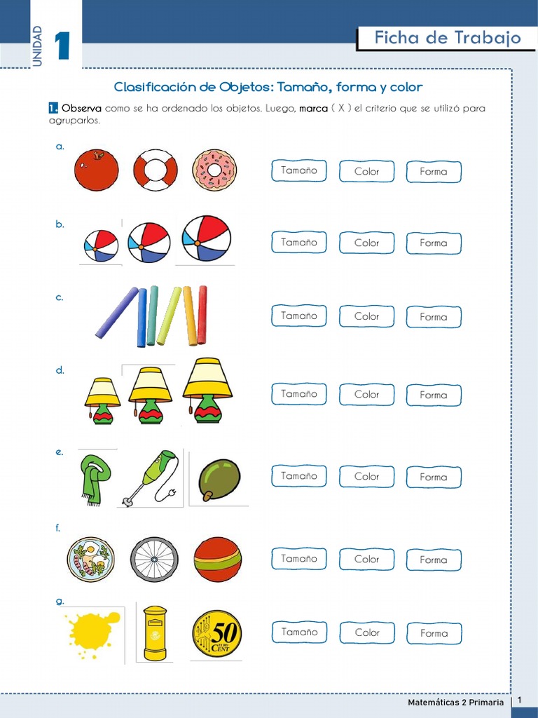 Hojas De Trabajo De Clasificación Para Primer Grado