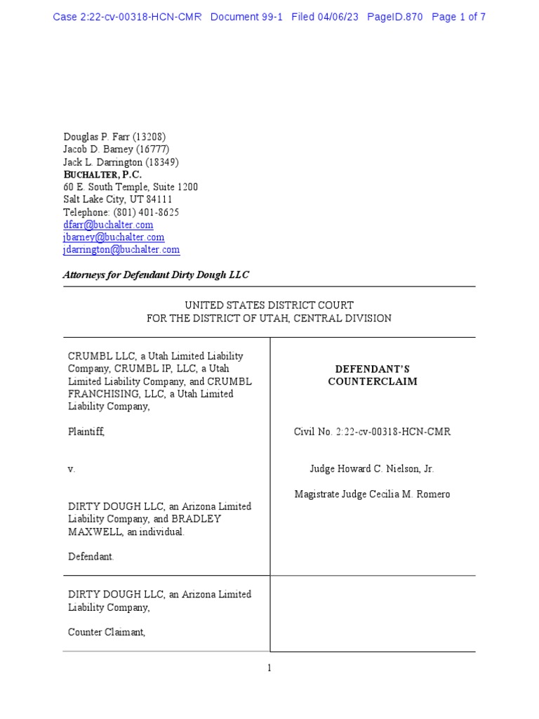 Dirty Dough Countersuit | PDF | Damages | Lawsuit