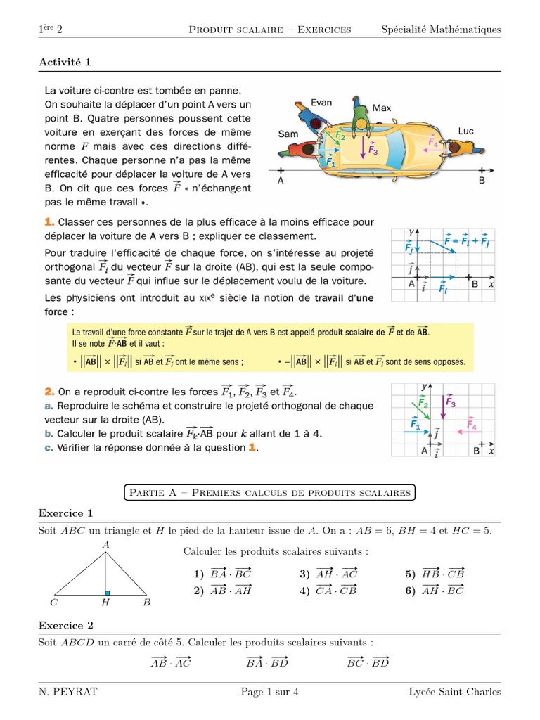 1S 03 PRODUIT - SCALAIRE Exercices | Descargar gratis PDF | Triangle | Géométrie