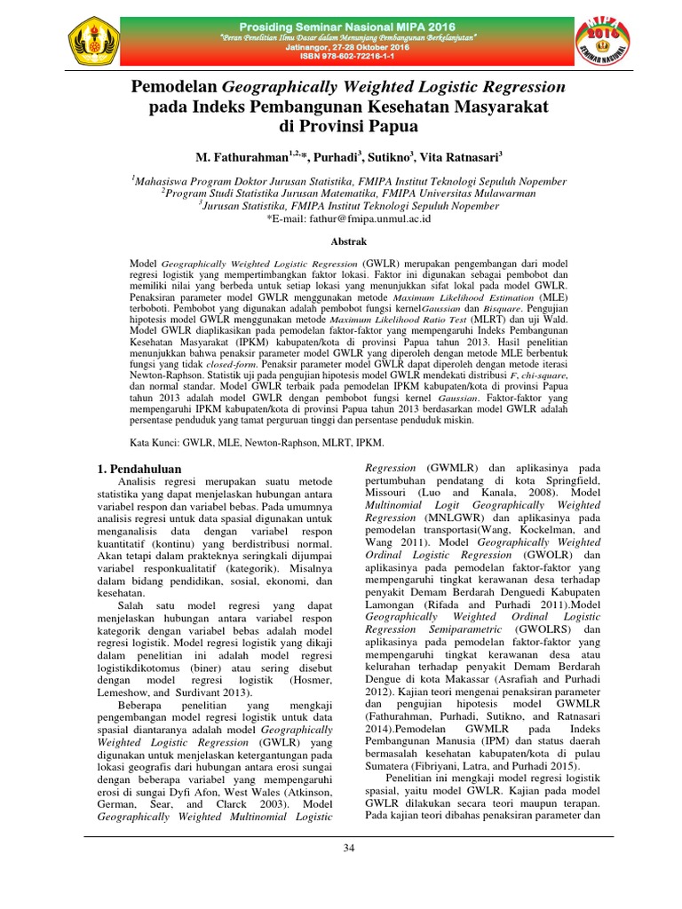 Geographically Weighted Logistic Regression (GWLR) | PDF